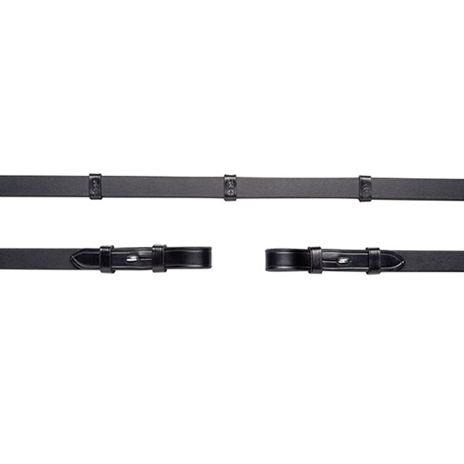 Leather reins,Hook&Stud,Stops, 16mm,5 stops,no martingal stop Black/Si ...